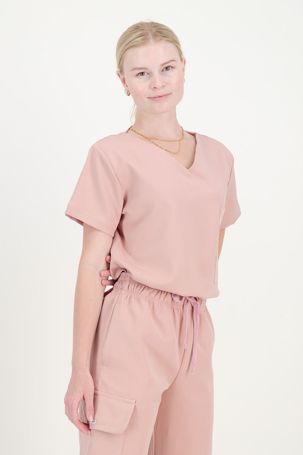 Women's Dusty Pink Scrub Top - V-Neck – Scrubbies